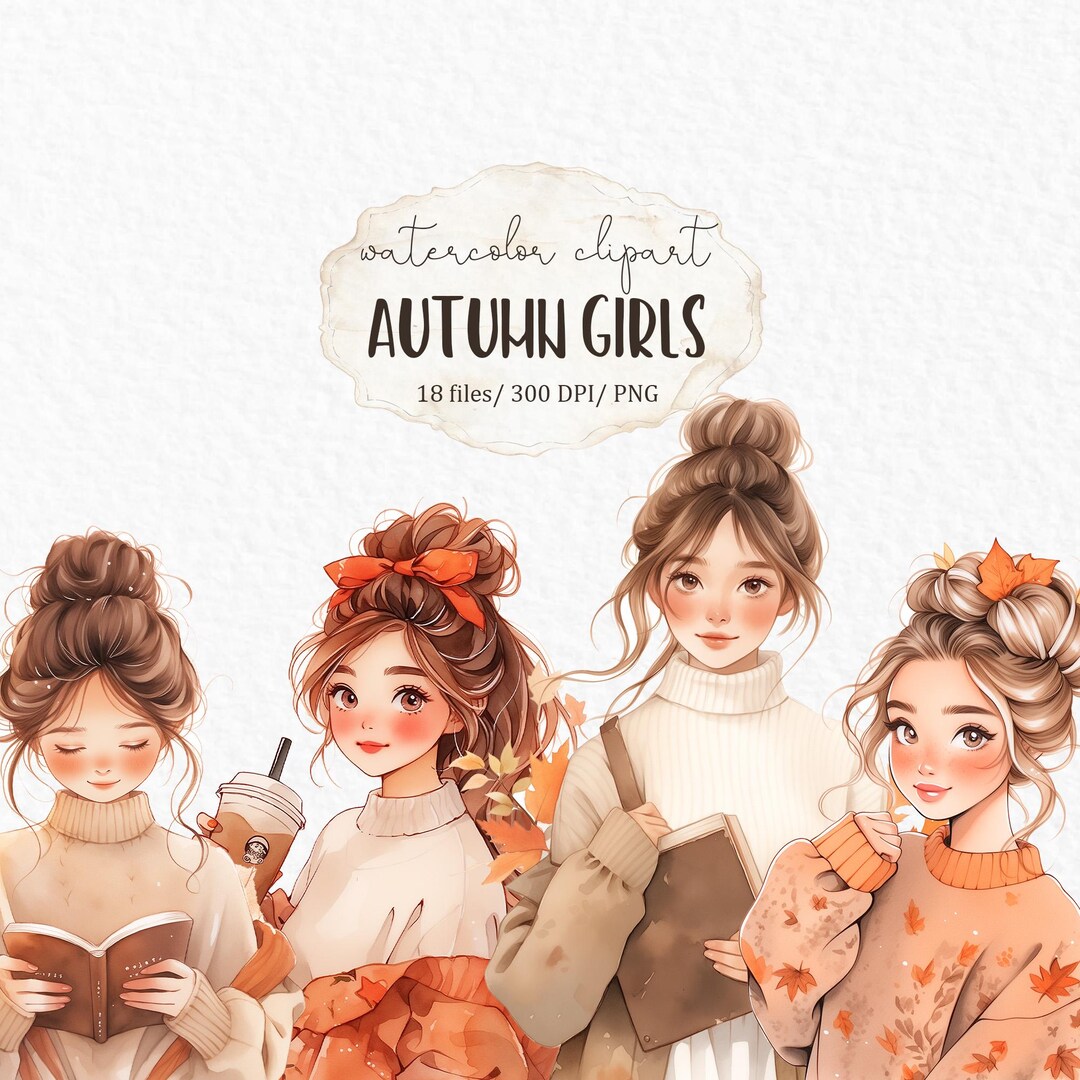 Autumn Girl Clipart PNG #w56 - Etsy