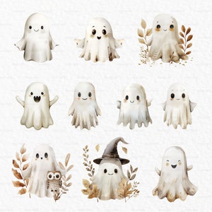 Cute Ghost Watercolor Clipart PNG #w50 - Etsy