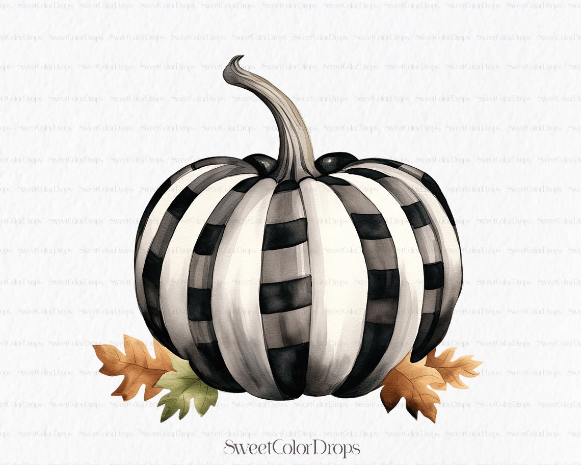Plaid Pumpkin Watercolor Clipart PNG - Buffalo Plaid Black White Autumn ...