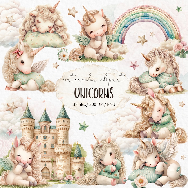 Unicorns PNG - Birthday Party Baby Shower Invitations Clipart Cute ...