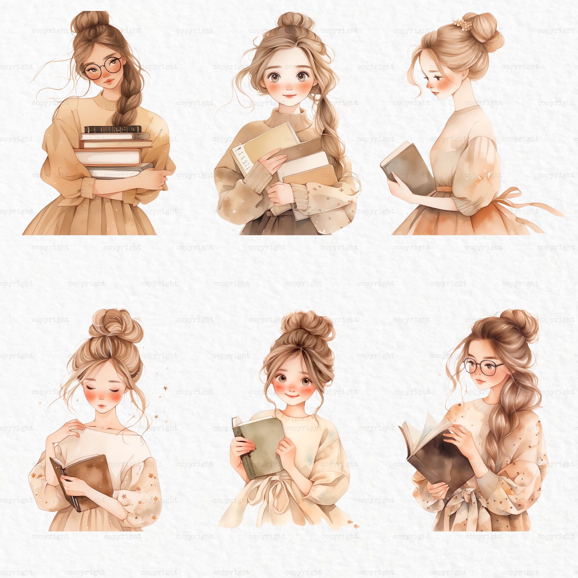 Planner Girl Clipart PNG Aesthetic Book Lover Clipart Fashion Cute ...
