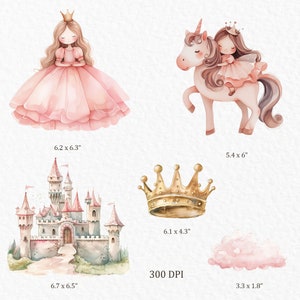 Pink Baby Princess Clipart - Castle Dragon Fantasy Kids Magical Kingdom ...