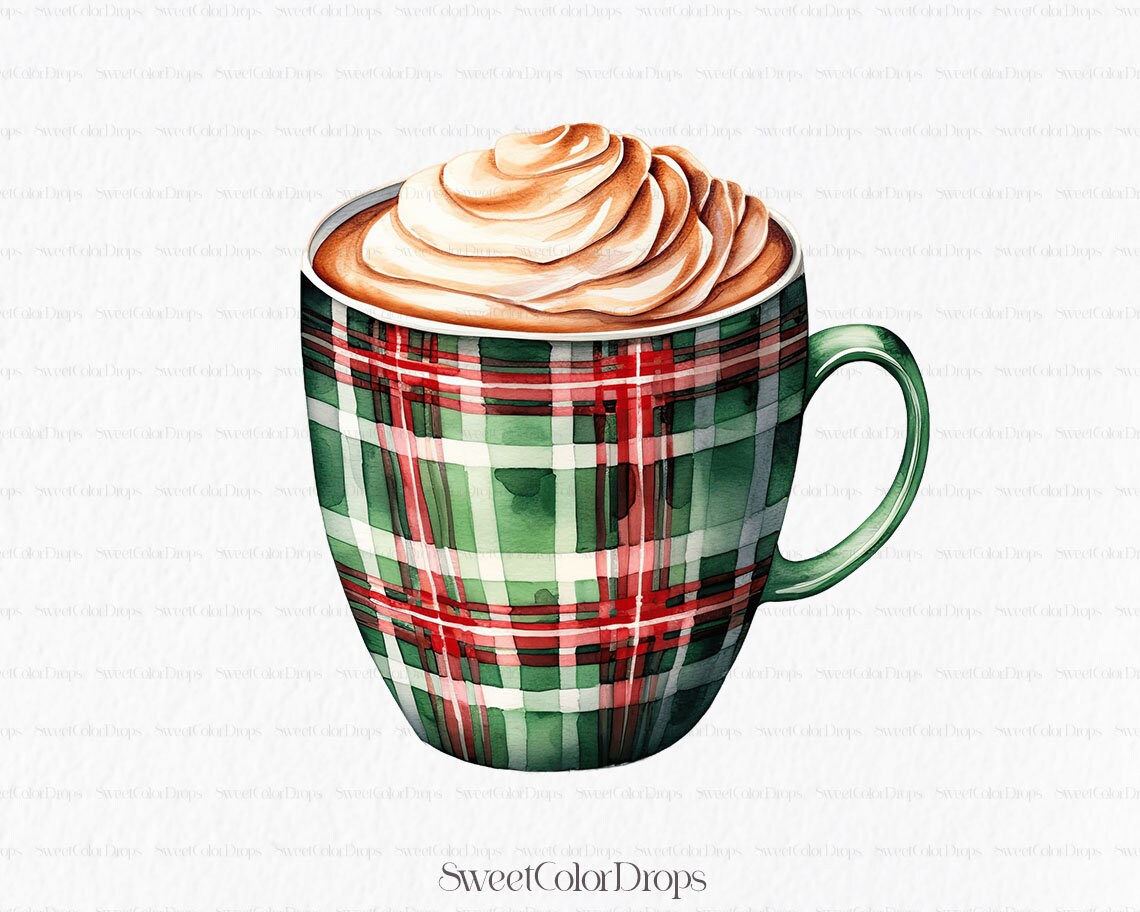 Winter Coffee Watercolor Clipart PNG Christmas Hot Chocolate - Etsy