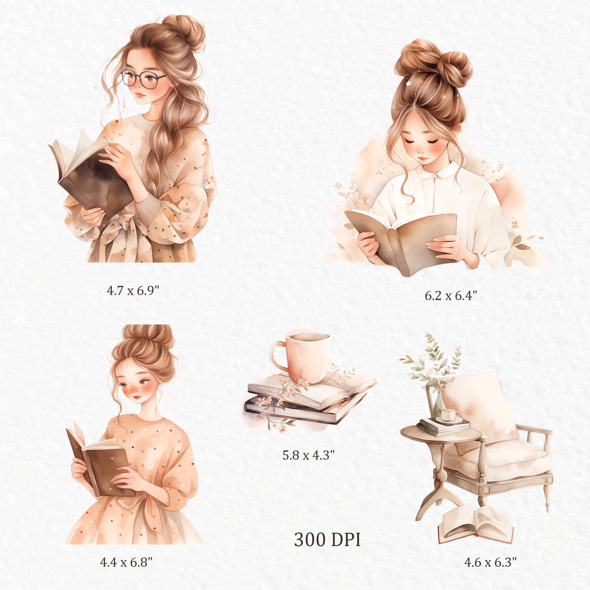 Planner Girl Clipart PNG Aesthetic Book Lover Clipart Fashion Cute ...