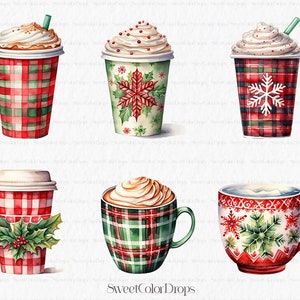 Winter Coffee Watercolor Clipart PNG Christmas Hot Chocolate - Etsy