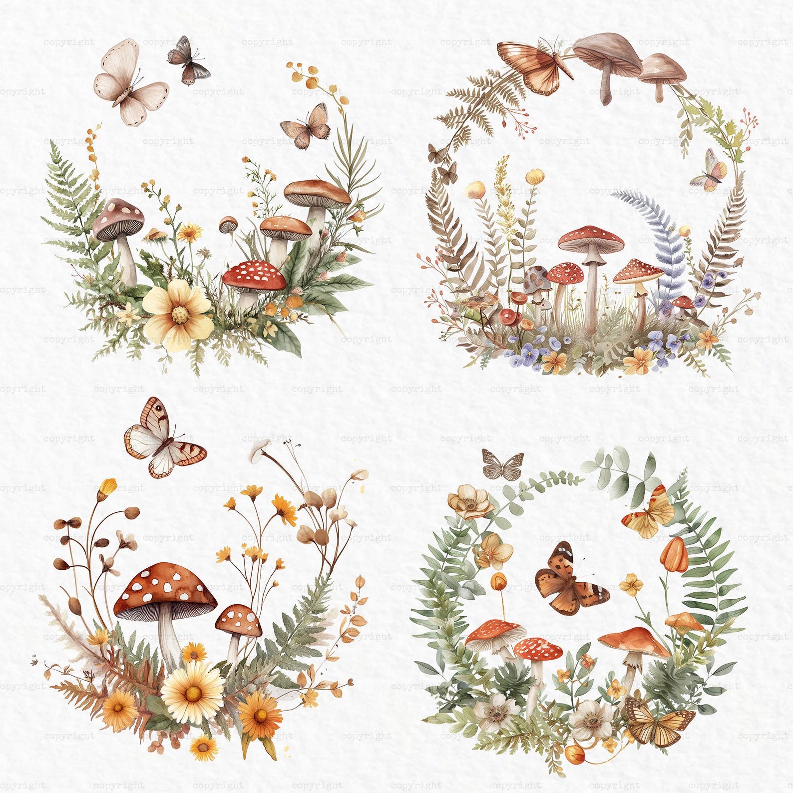 Boho Woodland Animal Watercolor Clipart PNG - #w59 - Etsy