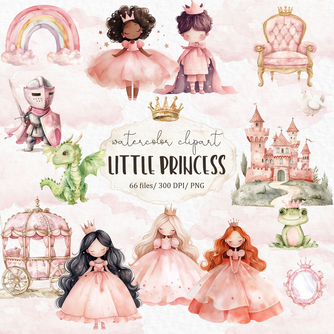 Pink Baby Princess Clipart - Castle Dragon Fantasy Kids Magical Kingdom ...