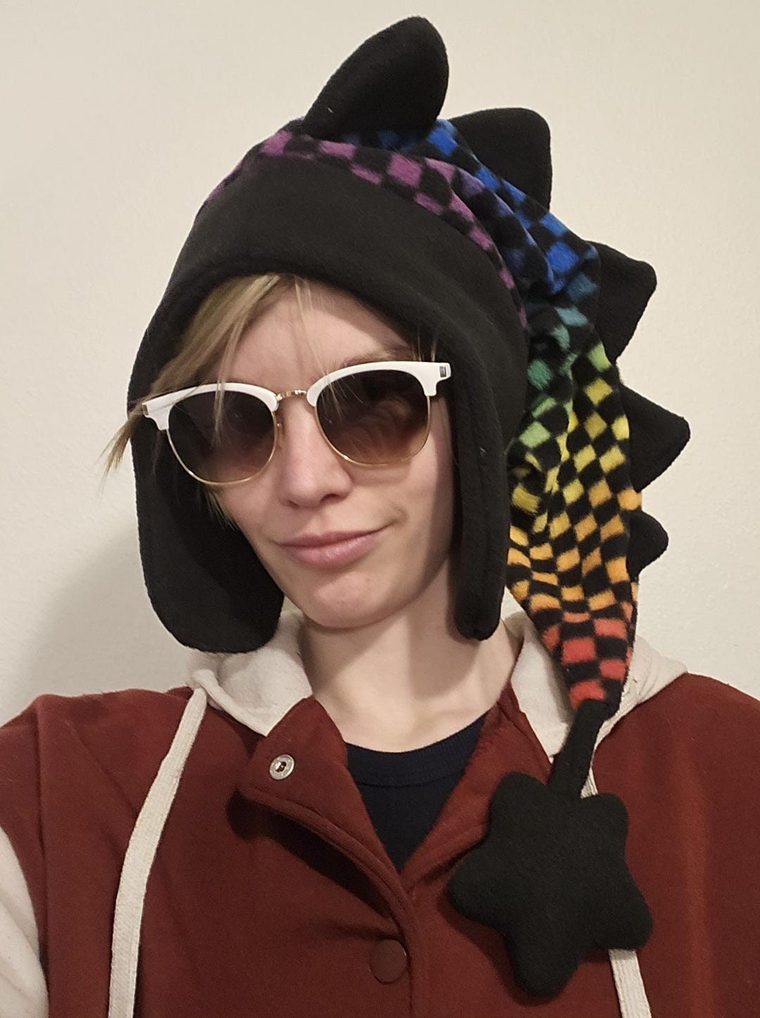 Rainbow Checker Dino Hat - Etsy