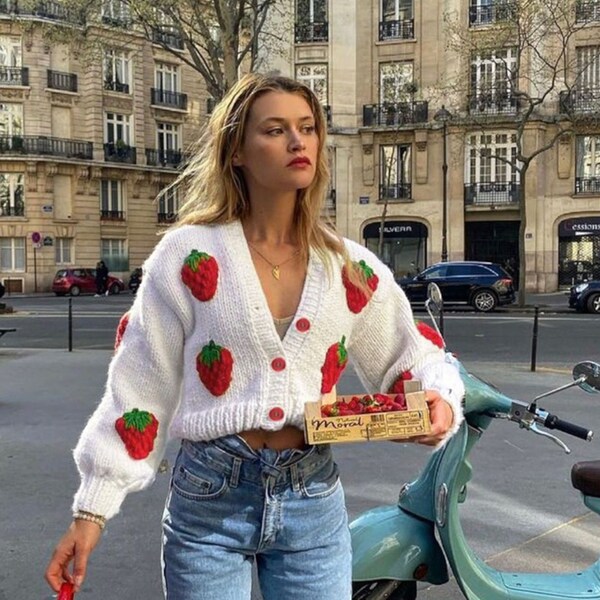 Strawberry Cardigan - Etsy