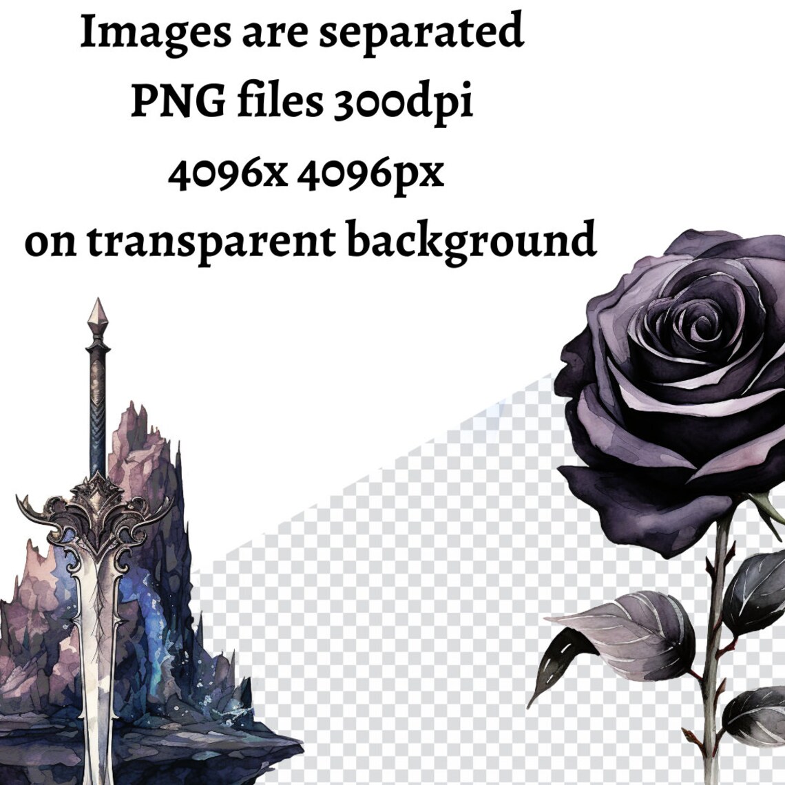 Watercolor Dark Medieval Times Bundle Clipart Castle and Fantasy ...