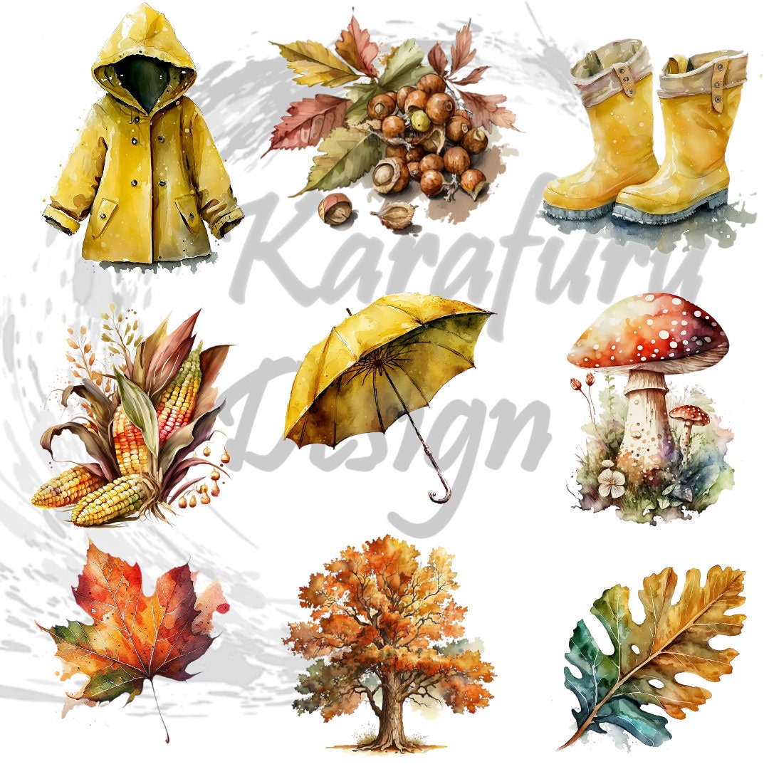 Watercolor Fall Clipart Autumn Clip Art Watercolor PNG Clipart ...