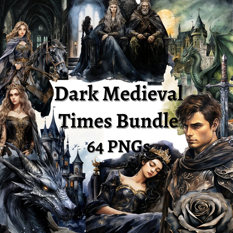 Watercolor Dark Medieval Times Bundle Clipart Castle and Fantasy ...