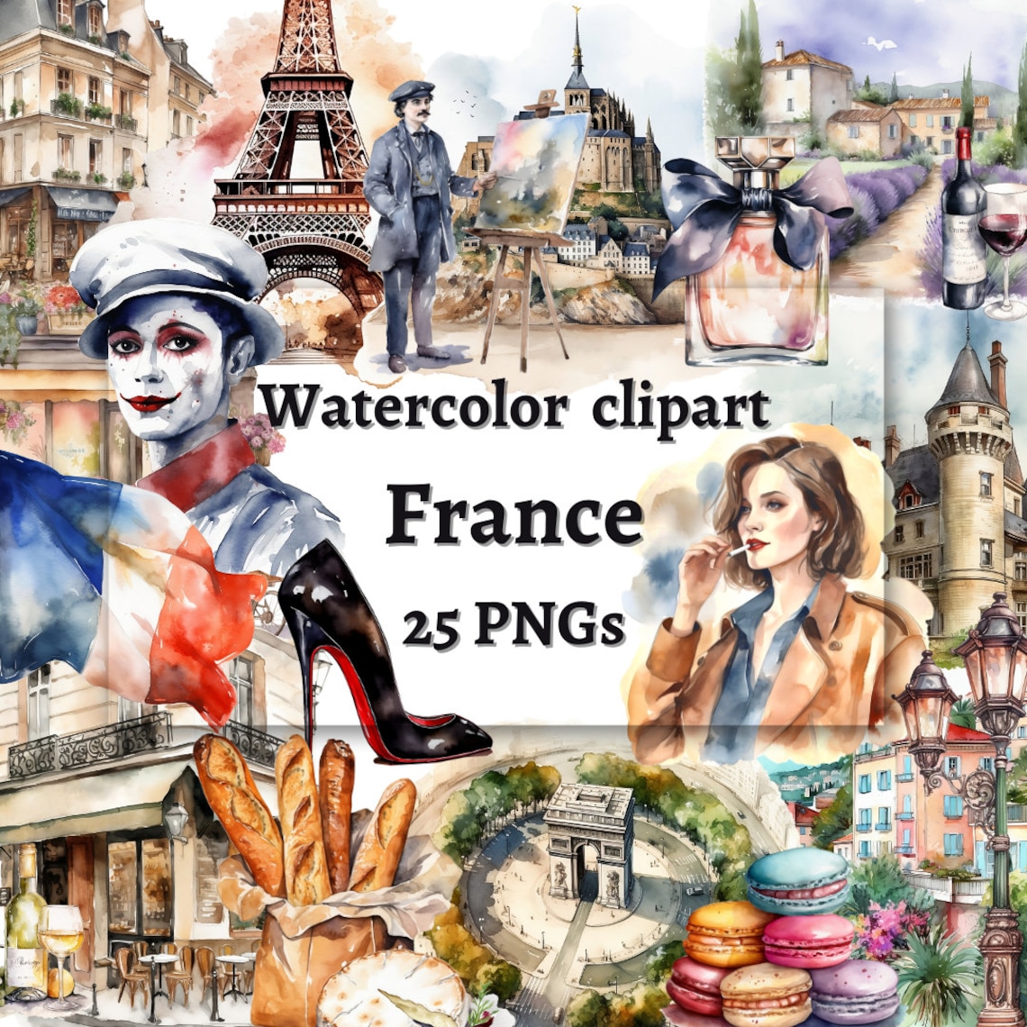 Watercolor Clipart France Clipart Transparent Background PNG Clipart ...