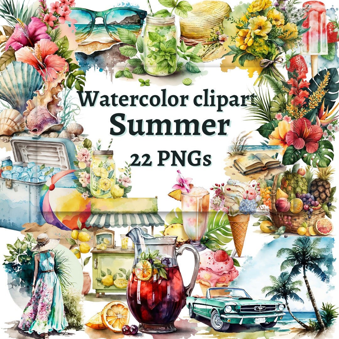 Watercolor Clipart Summer Clipart Scrapbooking Clipart Transparent ...