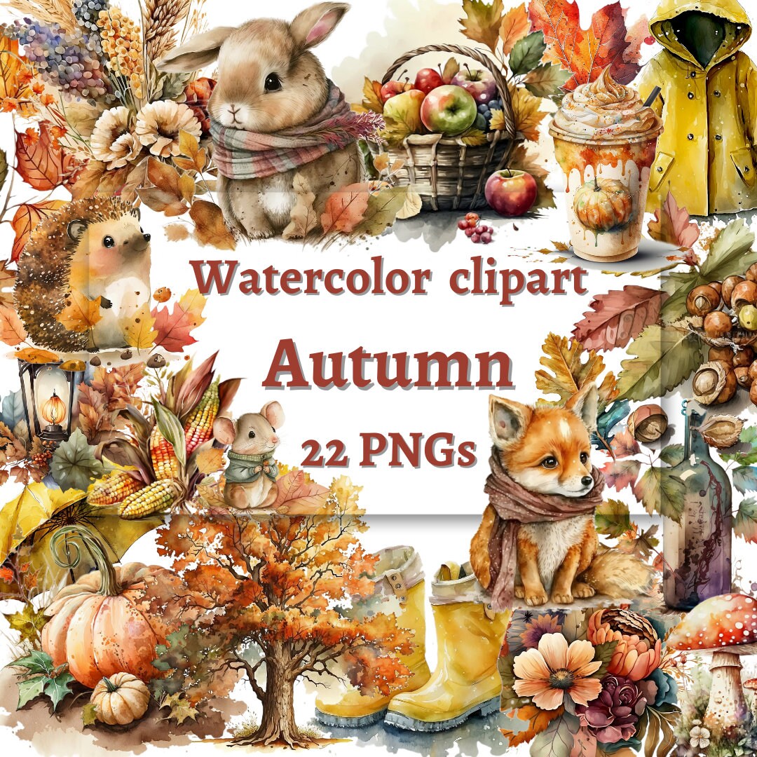 Watercolor Fall Clipart Autumn Clip Art Watercolor PNG Clipart ...