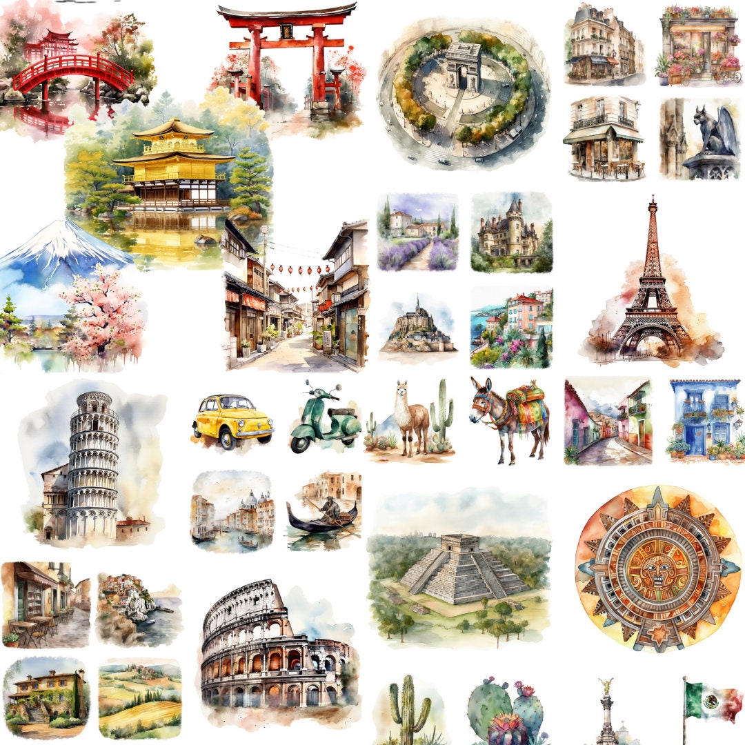 Four Countries MEGA Bundle 100 Pngs Japan, Italy, Mexico and France ...