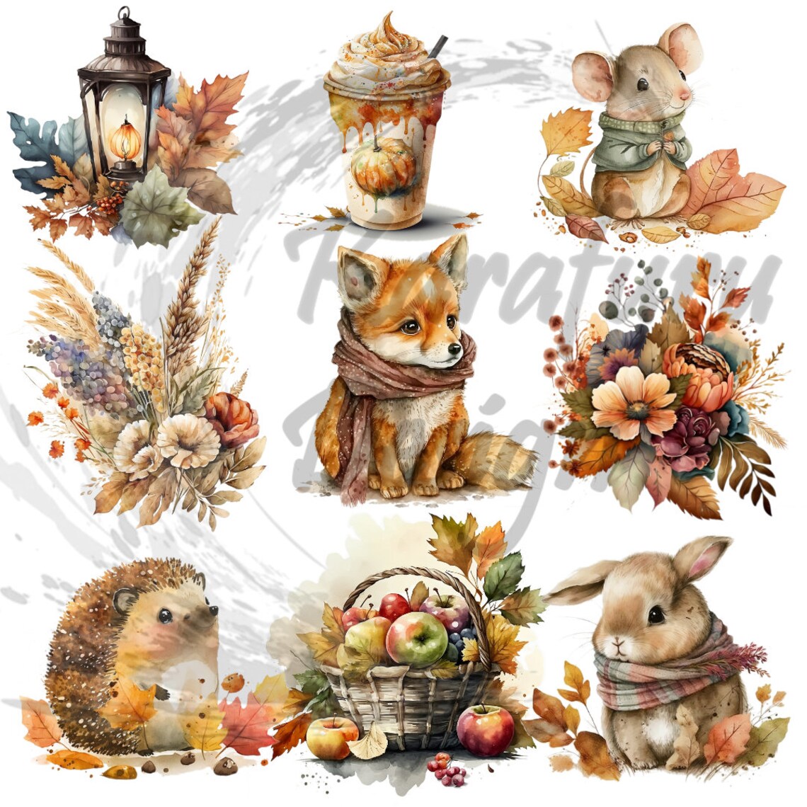 Watercolor Fall Clipart Autumn Clip Art Watercolor PNG Clipart ...
