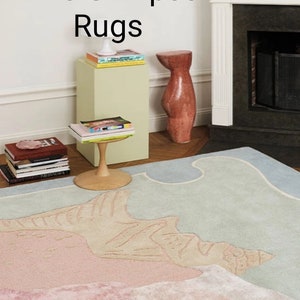 Shell Wool & Viscous Rug, Modern Hand Tuft Rug, Handmade Woolen ...