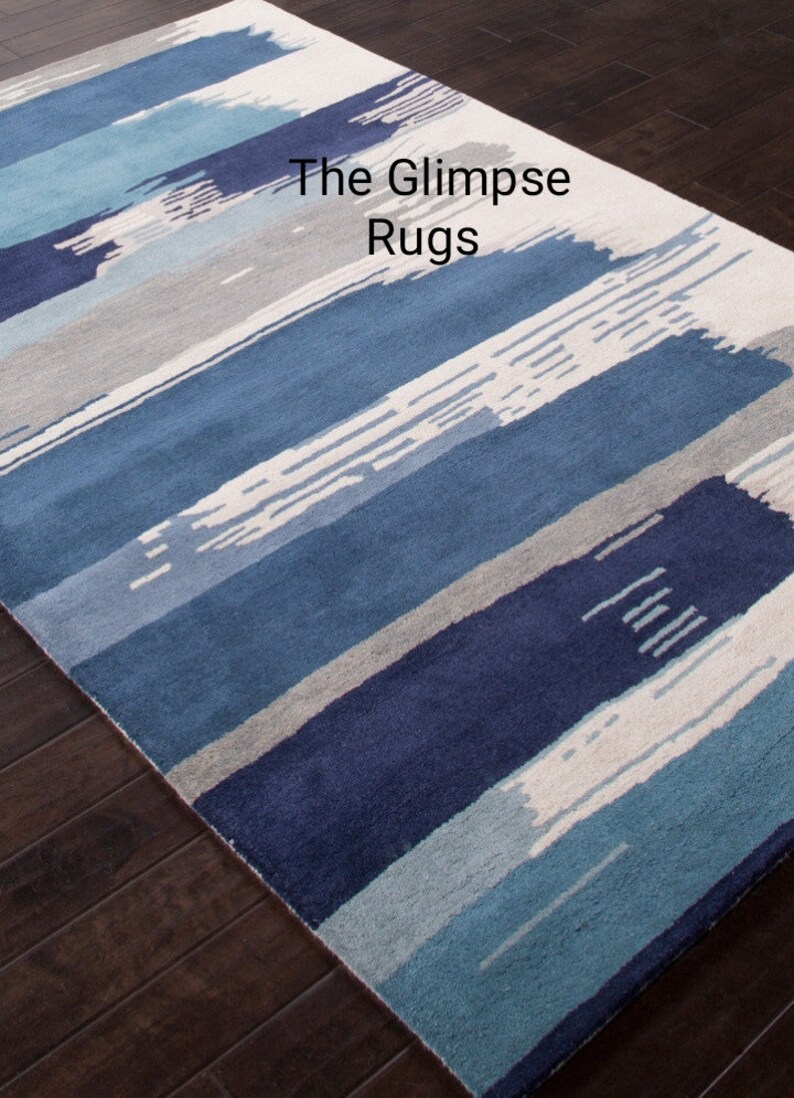 Modern Hand Tuft Rug, Stripe Pattern Handmade Woolen Designer ...