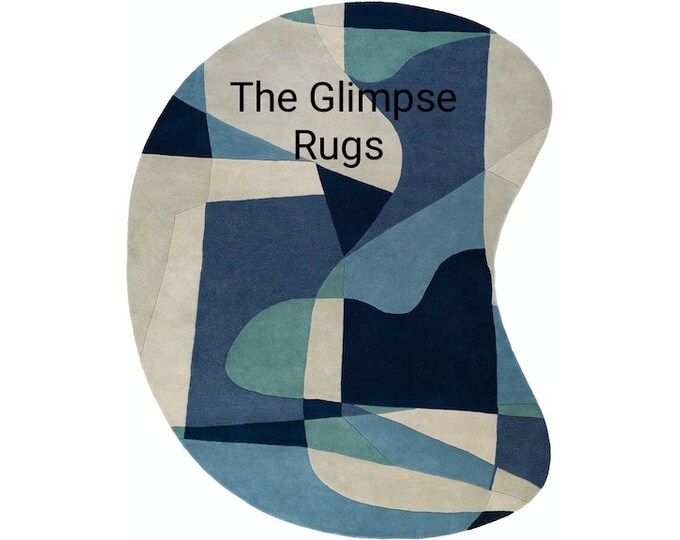 Irregular Kidney Bean Shape Tufted Colorful Rug, Multi-level Pile, Hand ...