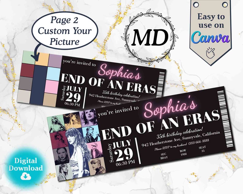 Personalized Taylor Eras Tour Birthday Invitation Swiftie - Etsy Canada