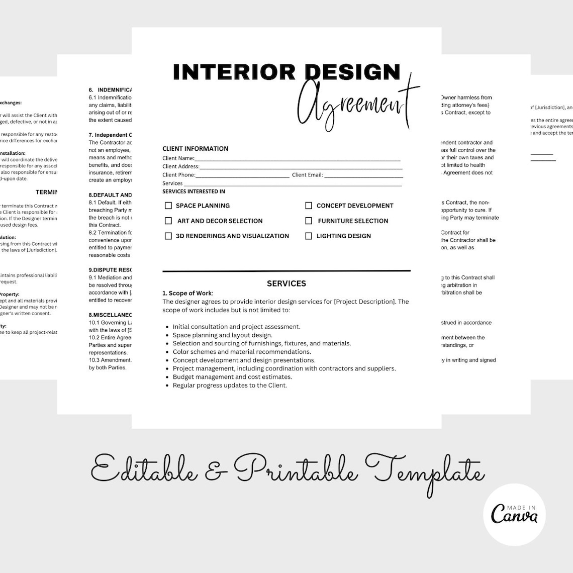 Interior Design Contract Template, Interior Designer Service Agreement ...