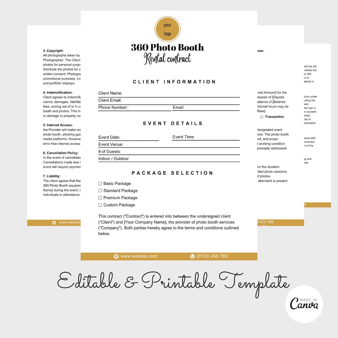 360 Photo Booth Contract Template, Photo Booth Agreement, Contract ...