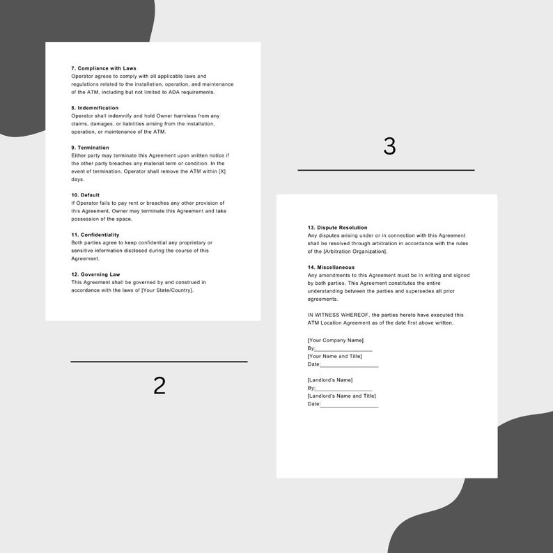 ATM Location Agreement Form, Partnership Contract, ATM Machine ...