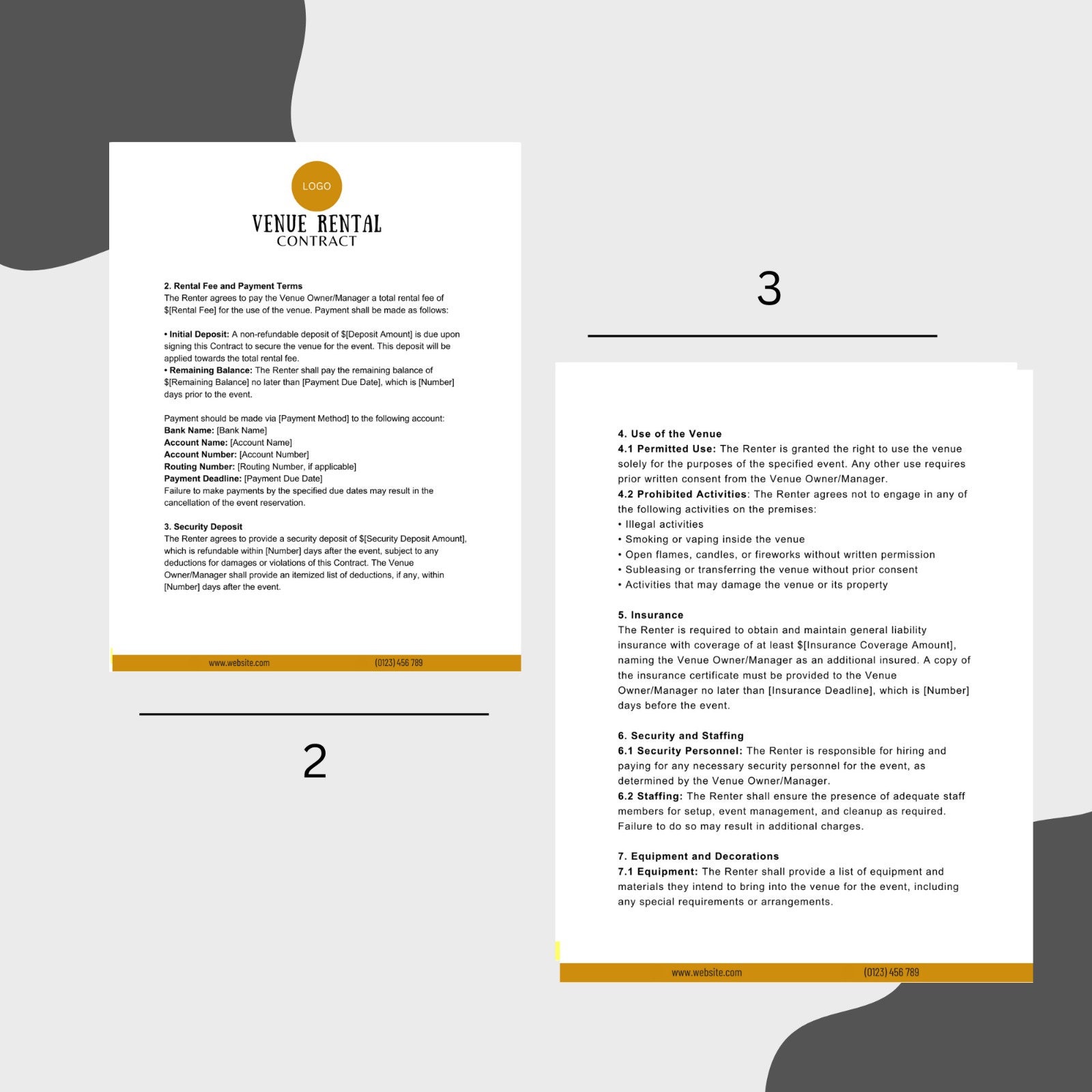 Venue Rental Contract, Wedding Venue Contract, Venue Rental Agreement ...