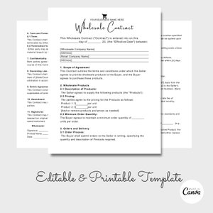 Wholesale Contract Template, Wholesale Business Template, Wholesale ...