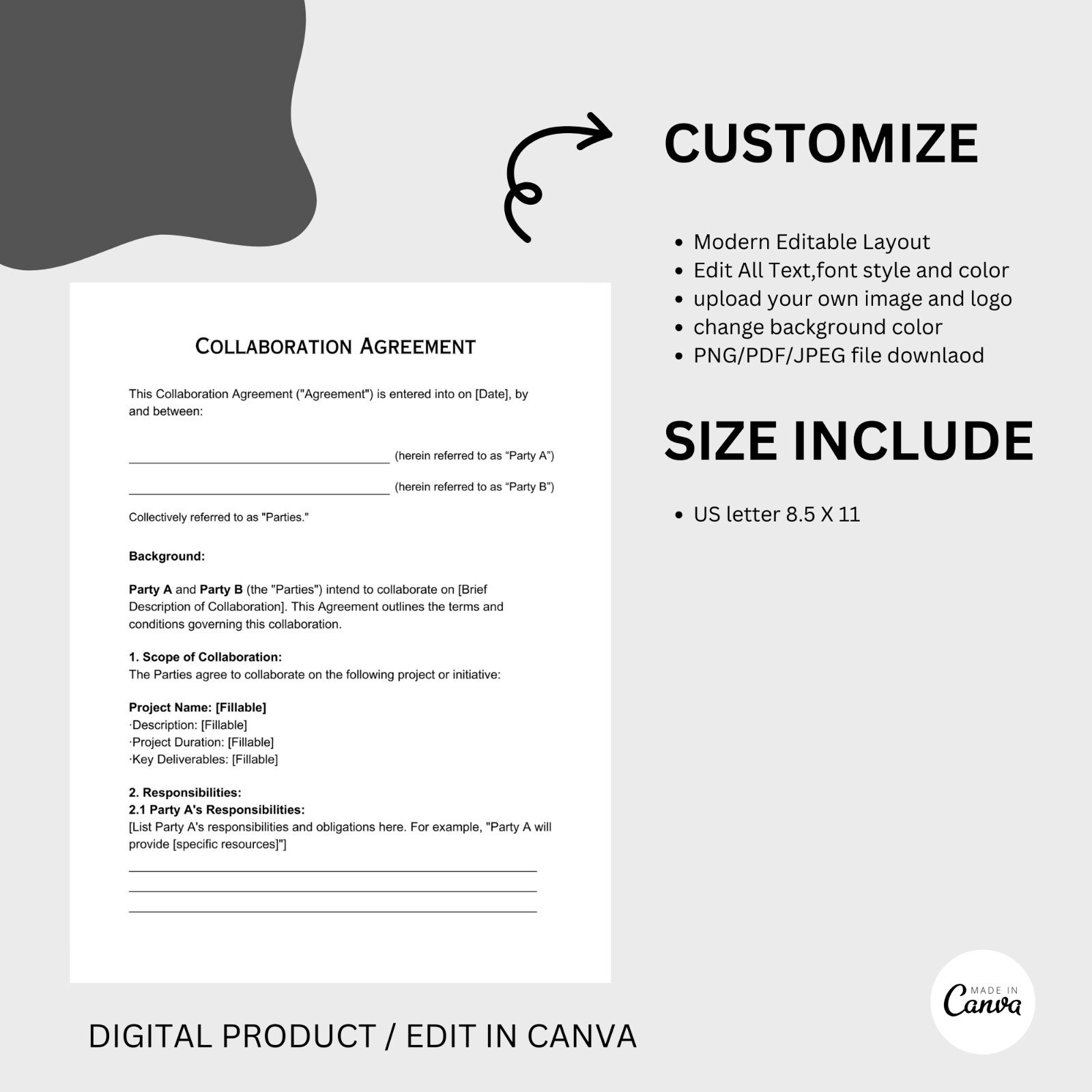 Editable Collaboration Agreement, Business Collaboration, Project ...
