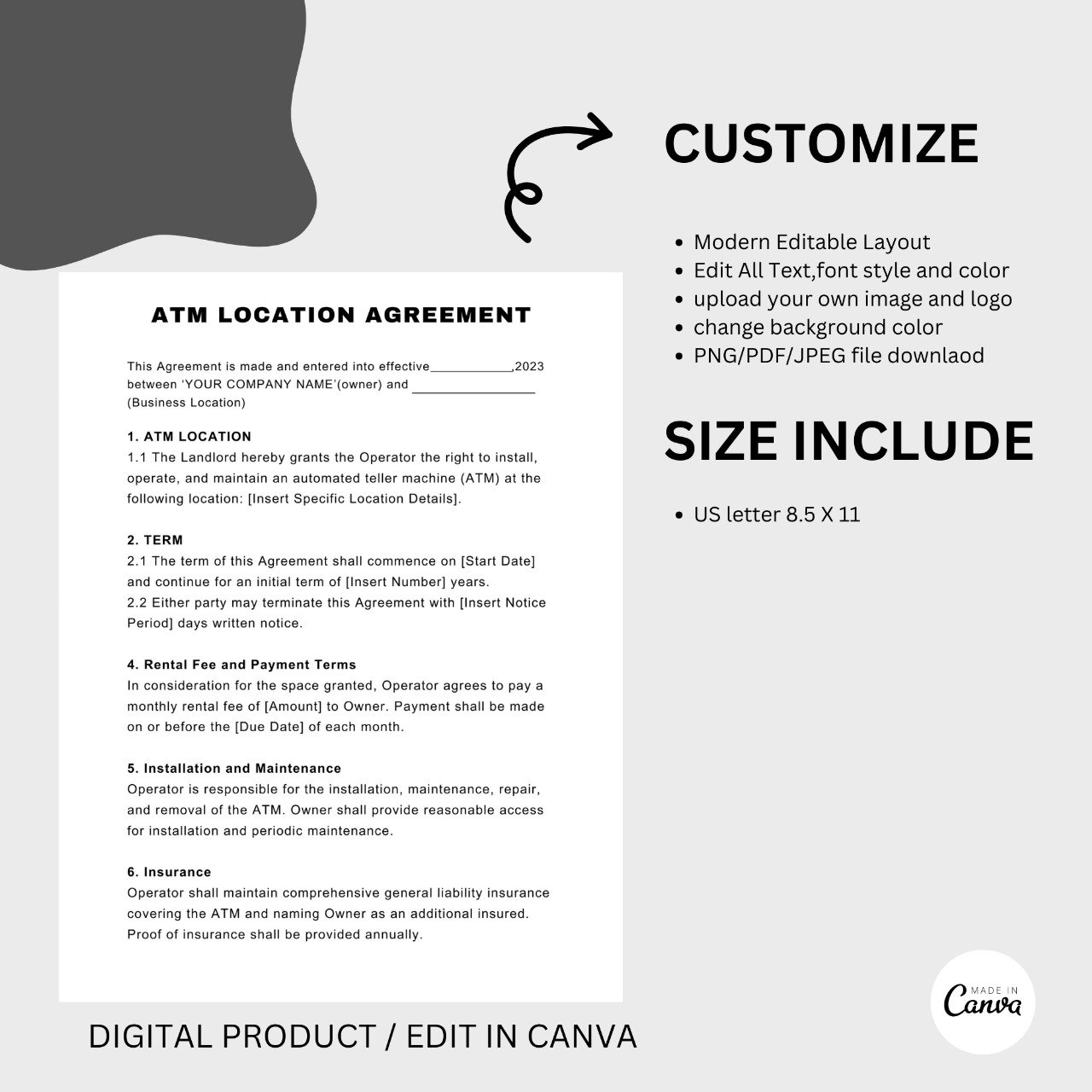 ATM Location Agreement Form, Partnership Contract, ATM Machine ...