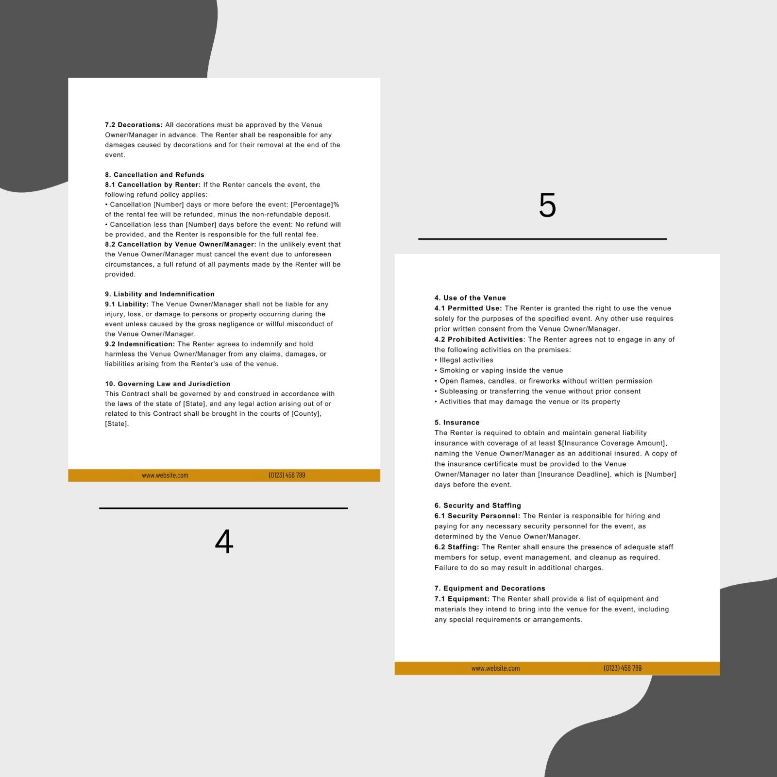 Venue Rental Contract, Wedding Venue Contract, Venue Rental Agreement ...