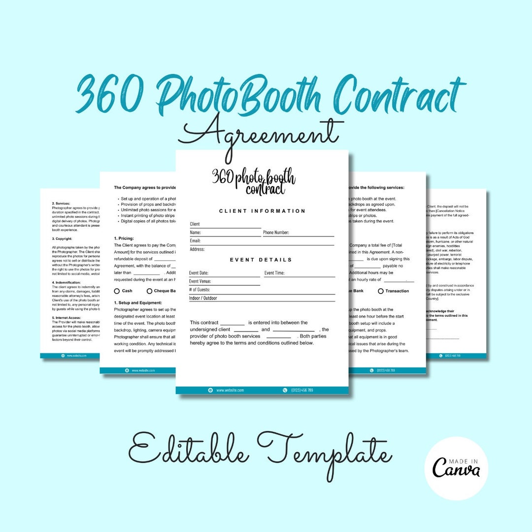 360 Photo Booth Contract Template Photo Booth Agreement - Etsy UK