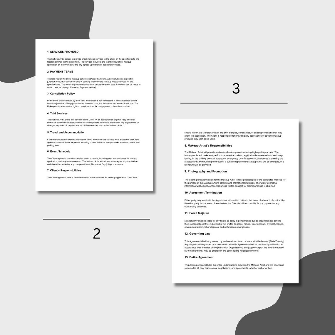 Hair Styling Contract Template, Wedding Hair Styling Service, Editable ...