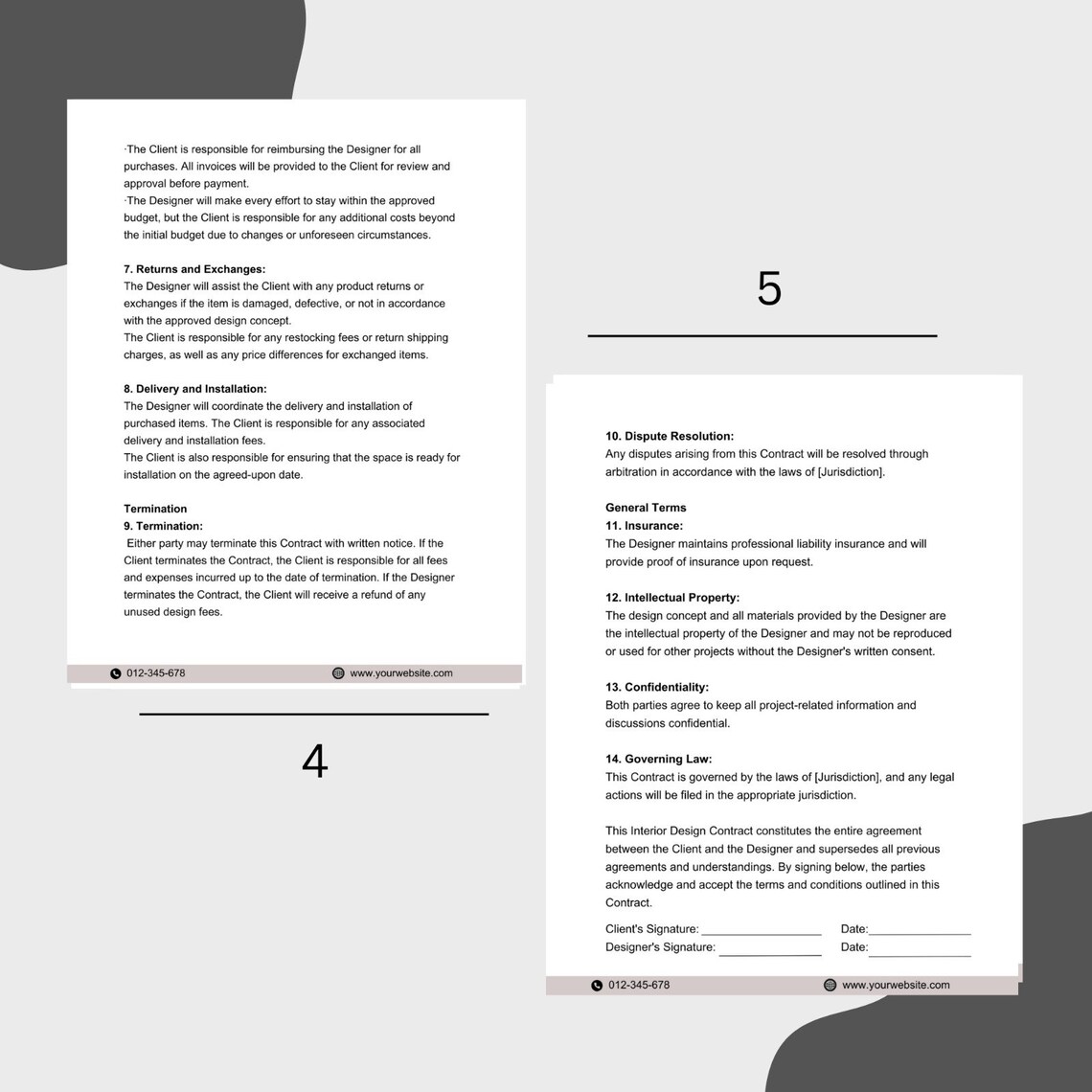 Interior Design Contract Template, Interior Designer Service Agreement ...