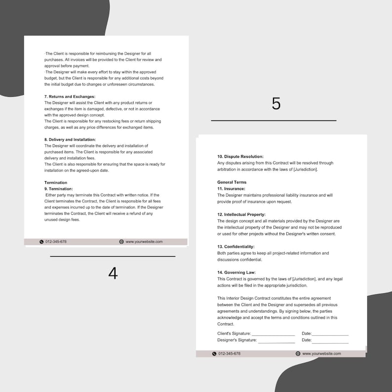 Interior Design Contract Template, Interior Designer Service Agreement ...