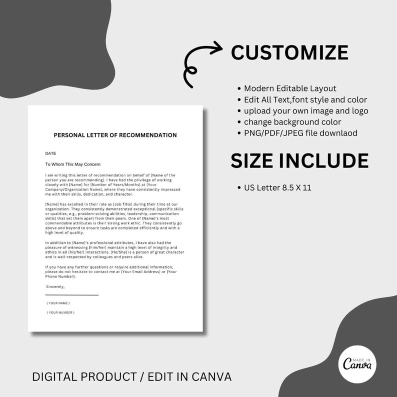 Professional Letter of Recommendation, Job Referral Letter, Job ...