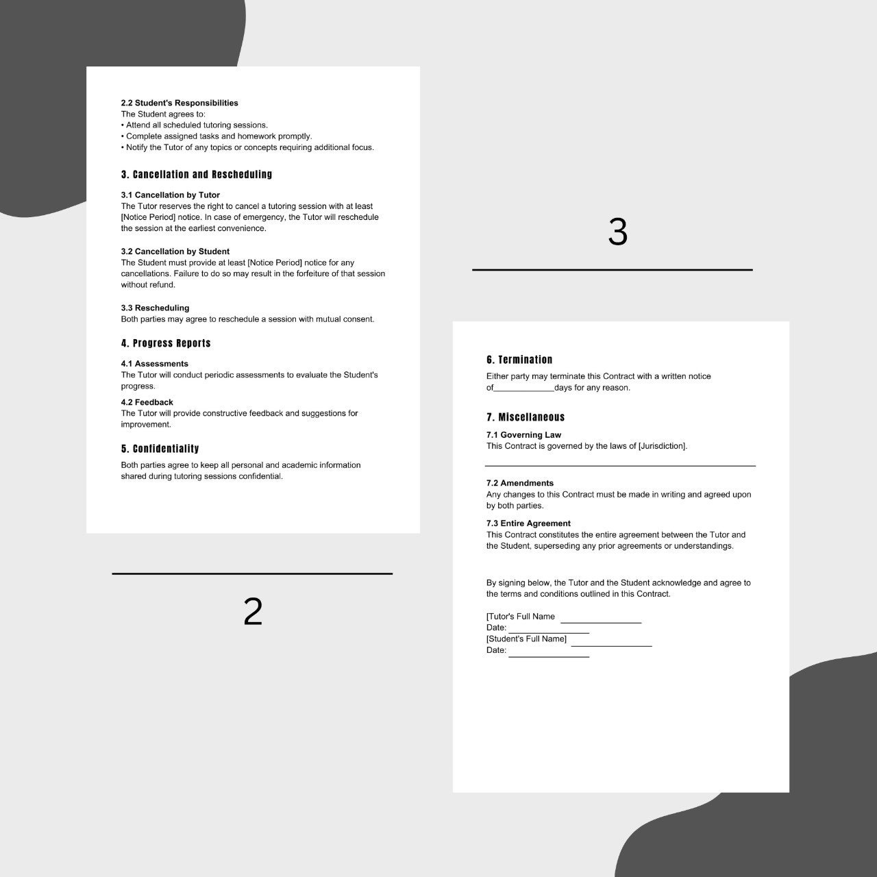 Editable Tutoring Contract, Tutoring Service Agreement, Private Tutor ...