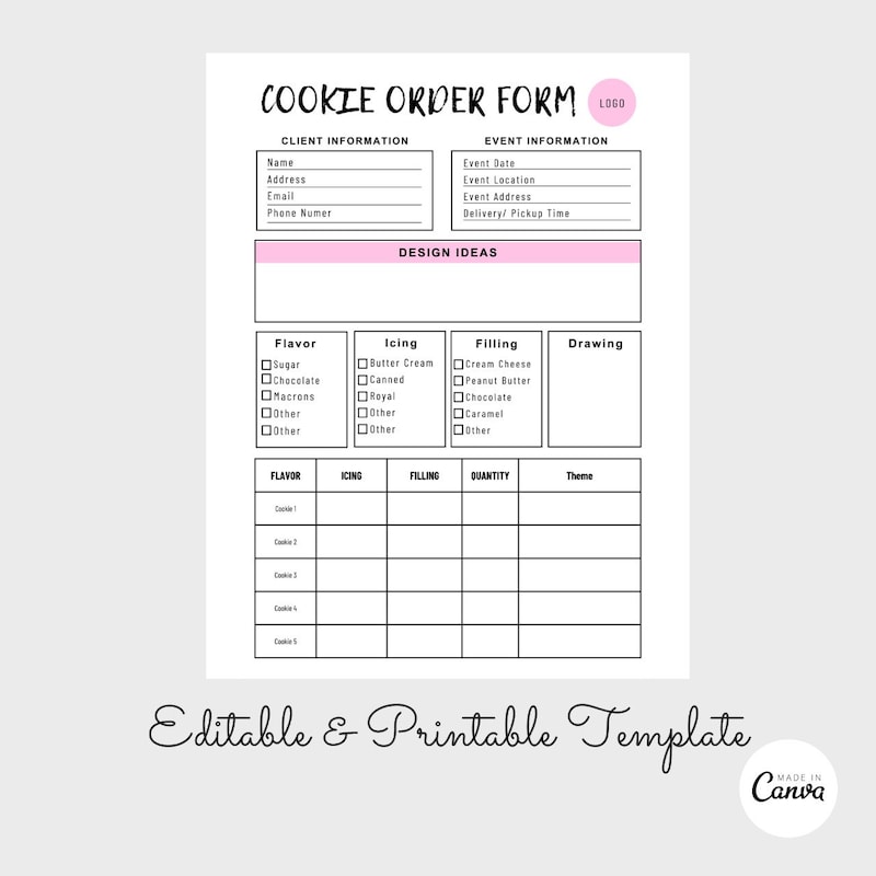 Cookie Order Form - Etsy