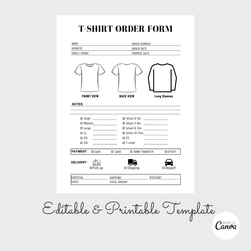 Order Form Template - Etsy