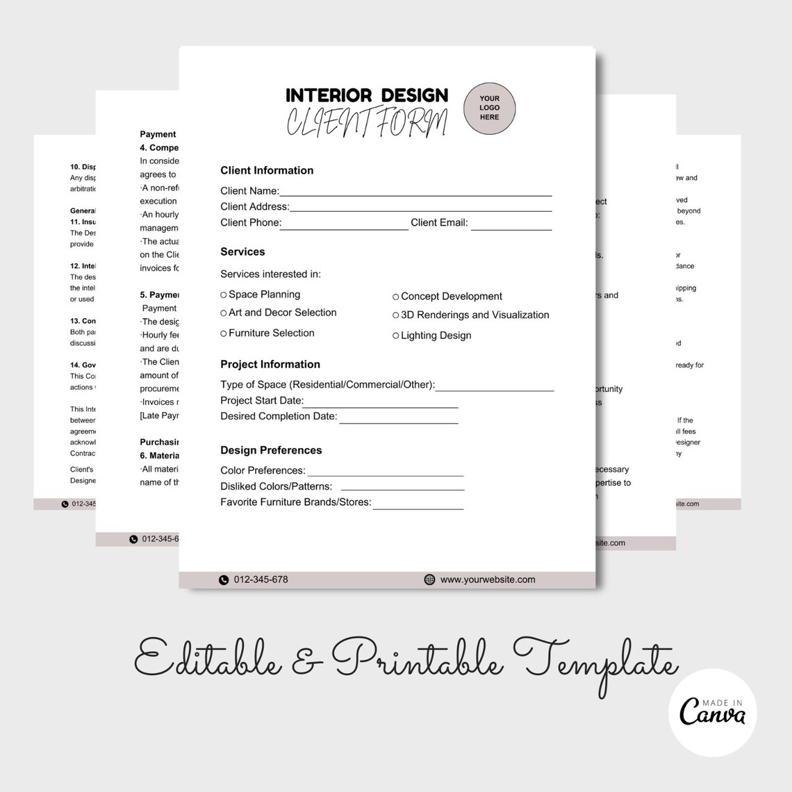 Interior Design Contract Template, Interior Designer Service Agreement ...