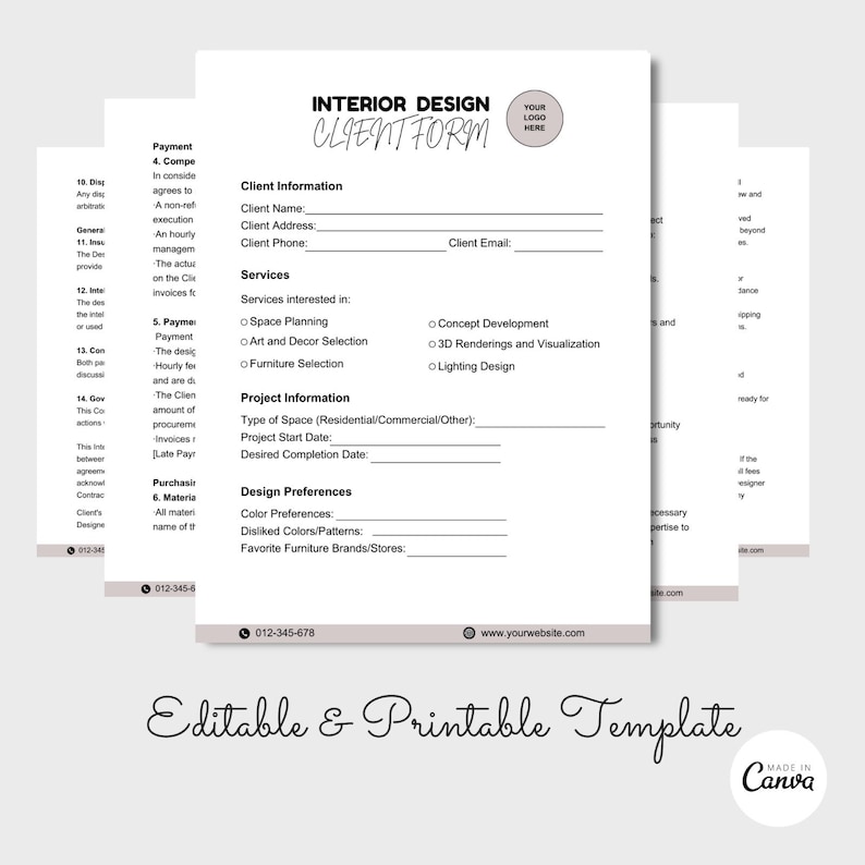 Interior Design Contract Template, Interior Designer Service Agreement ...