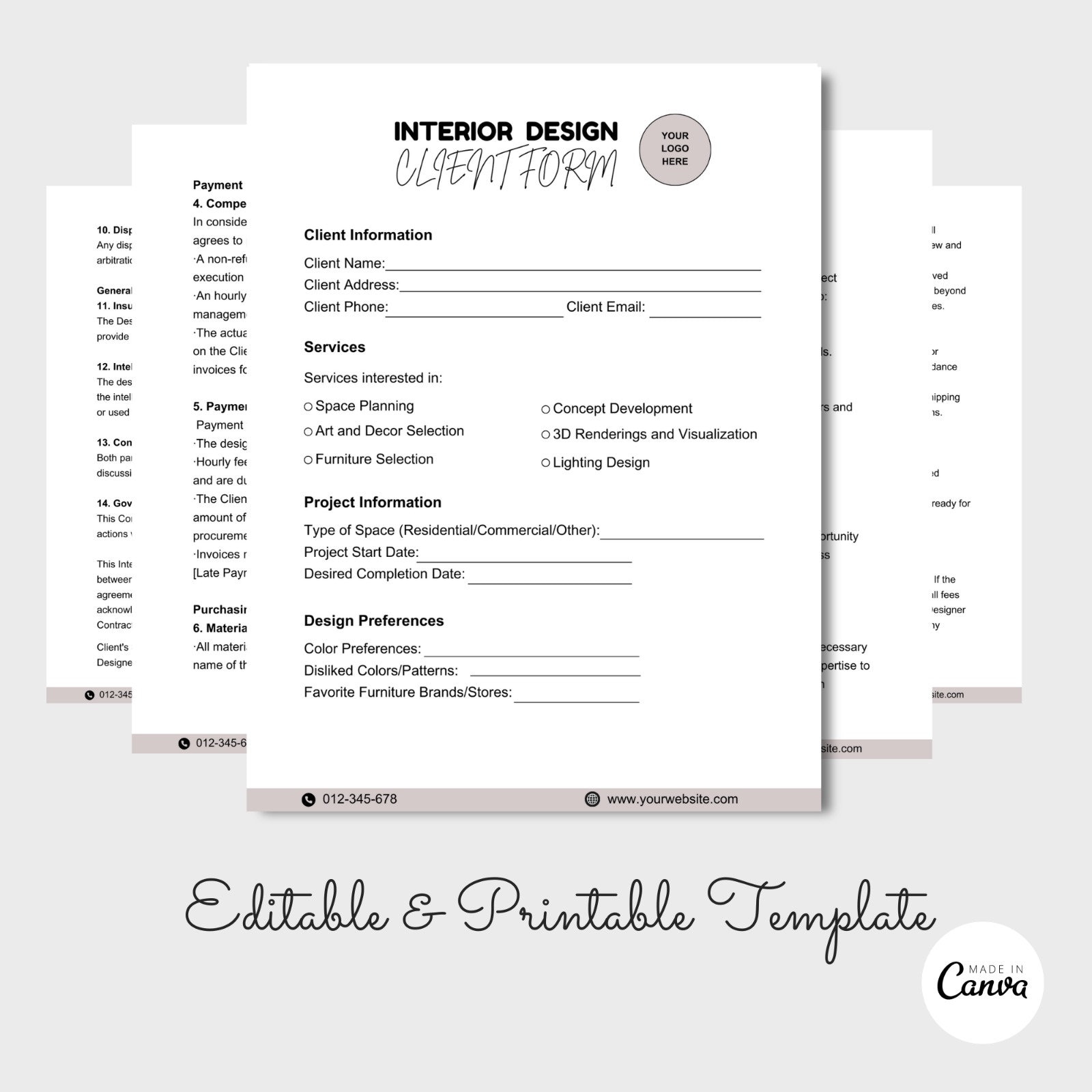 Interior Design Contract Template, Interior Designer Service Agreement ...