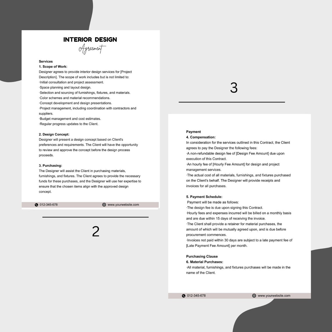 Interior Design Contract Template, Interior Designer Service Agreement ...