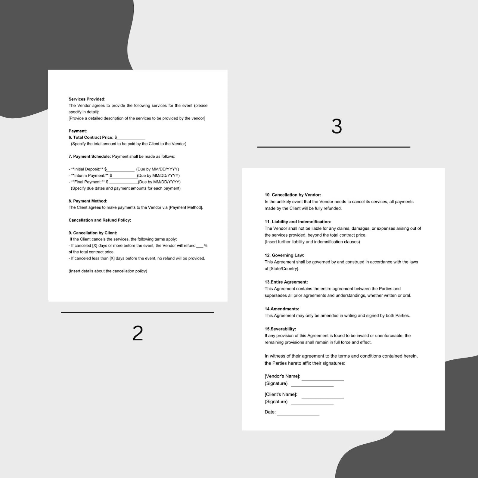 Event Vendor Contract Template, Event Vendor Agreement, Venue Décor ...