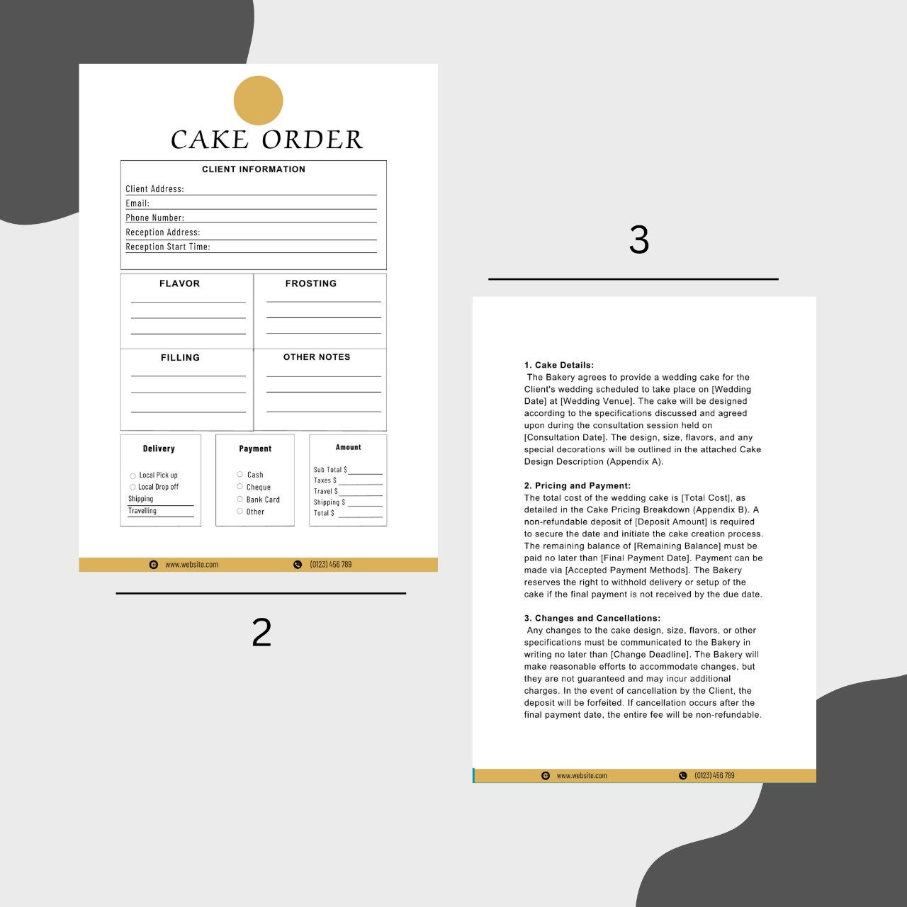 Wedding Cake Contract, Bakers Contract, Catering Agreement Form for ...