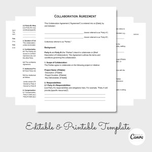 Editable Collaboration Agreement, Business Collaboration, Project ...