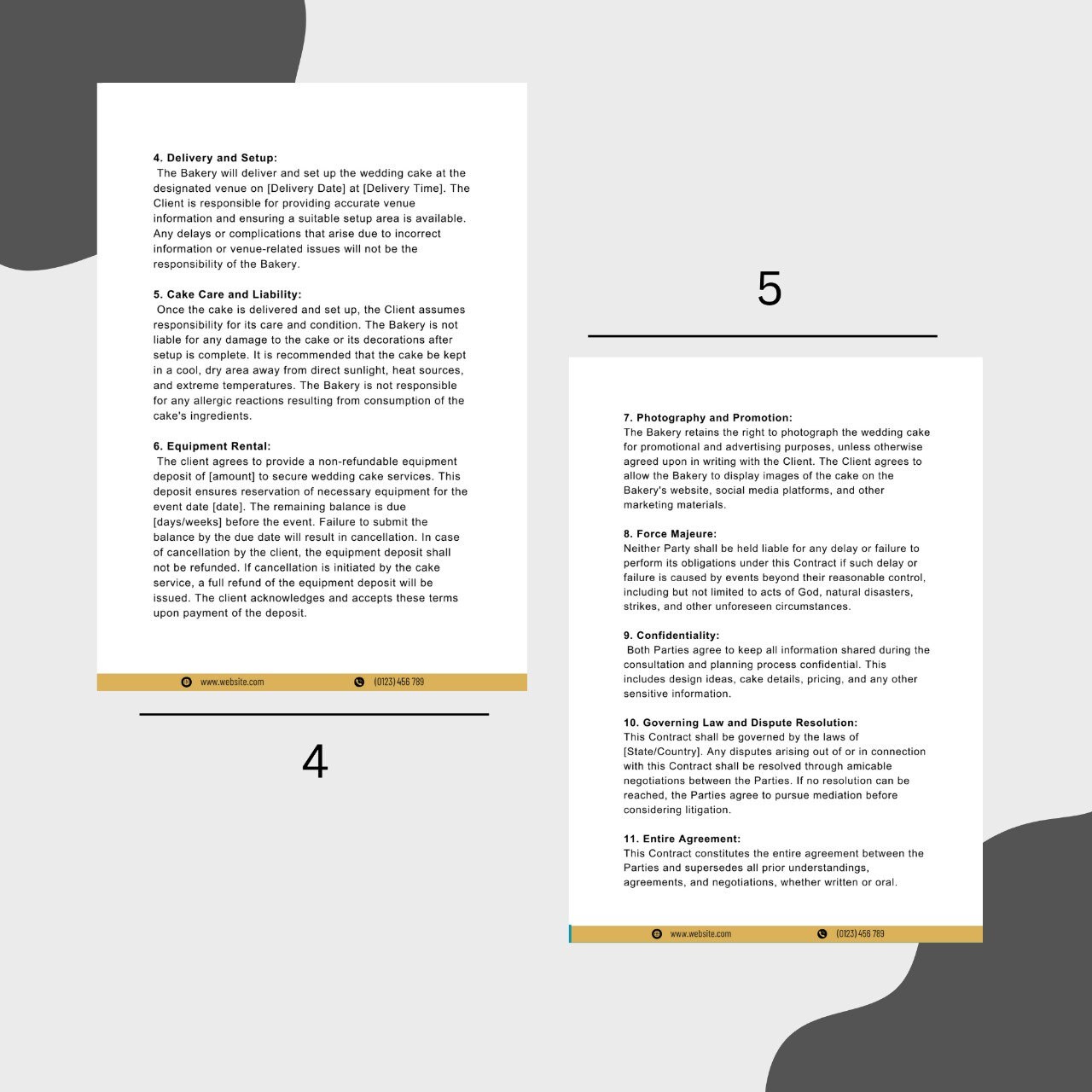 Wedding Cake Contract, Bakers Contract, Catering Agreement Form for ...