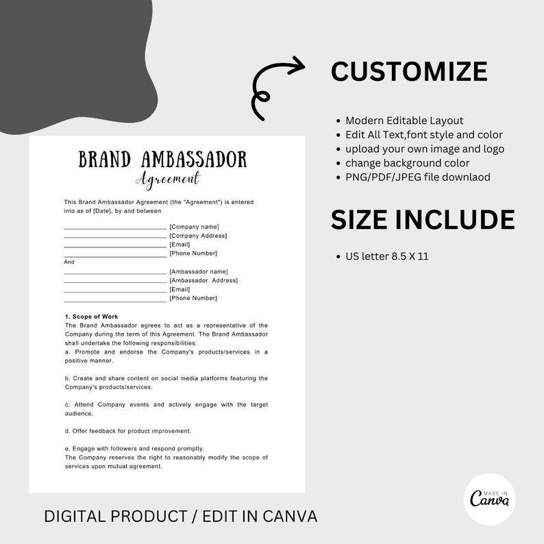 Brand Ambassador Contract, Social Media Influencer Contract, Brand ...